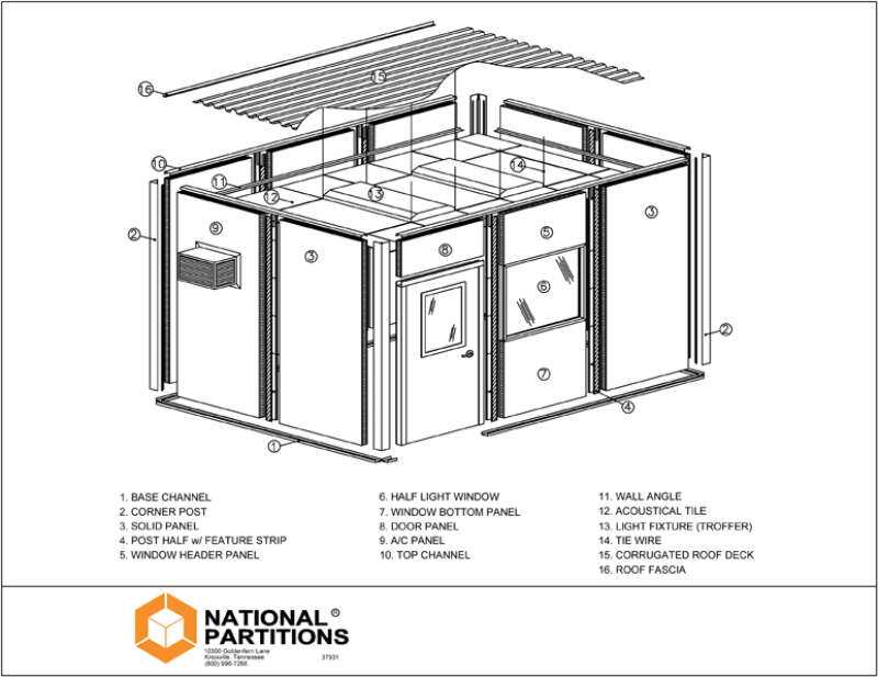 In-Plant Modular Office 16x20, with 2 walls | National Partitions